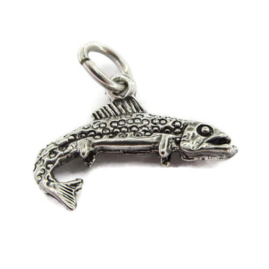Bass Trout Fish Charm Pendant .925 Sterling Silver. - Etsy