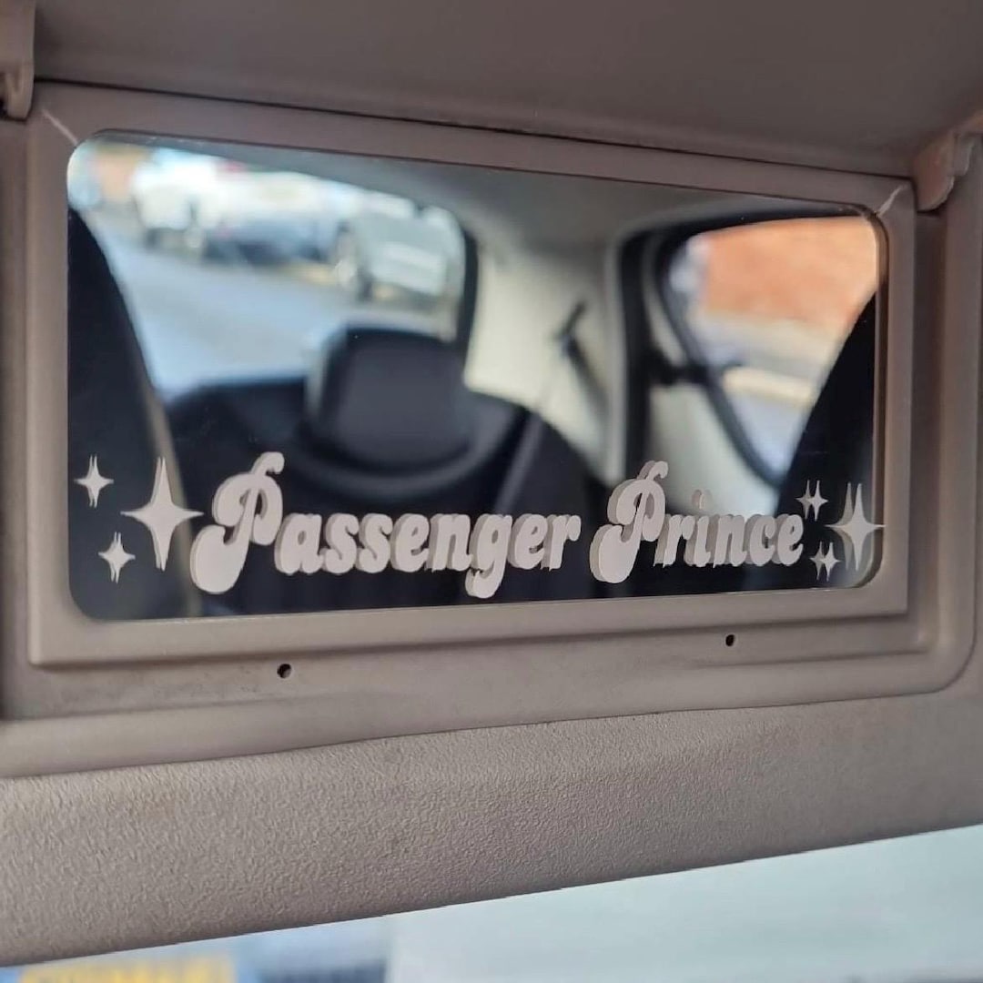 Passenger Prince Car Decal, Permanent Vinyl Mirror Sticker Decal, Gag ...