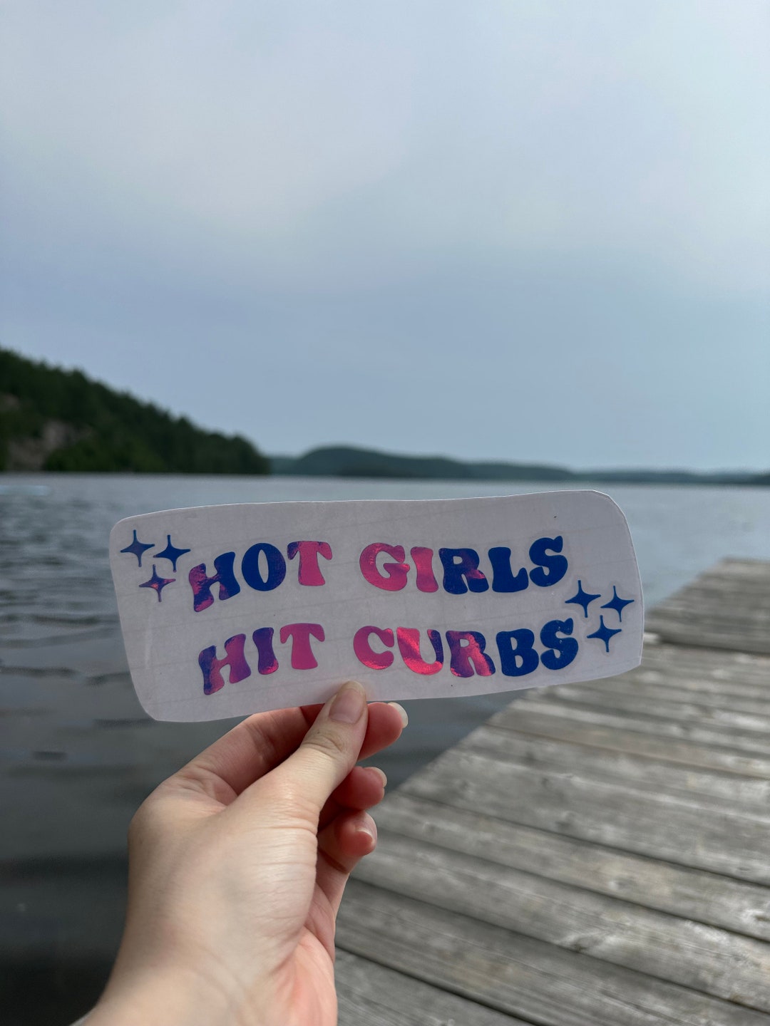 Hot Girls Hit Curbs Bumper Sticker, Funny Decal Groovy, Vinyl Window ...