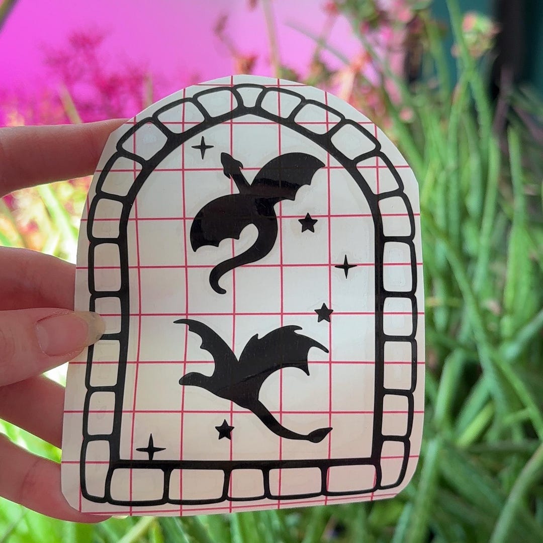 Dragon Window Decal, Fantasy Car Bumper Sticker, Medieval Stone Arch ...