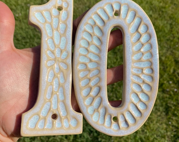 House or Building Numbers Handmade Hand Painted Ceramic Tile Flower ...