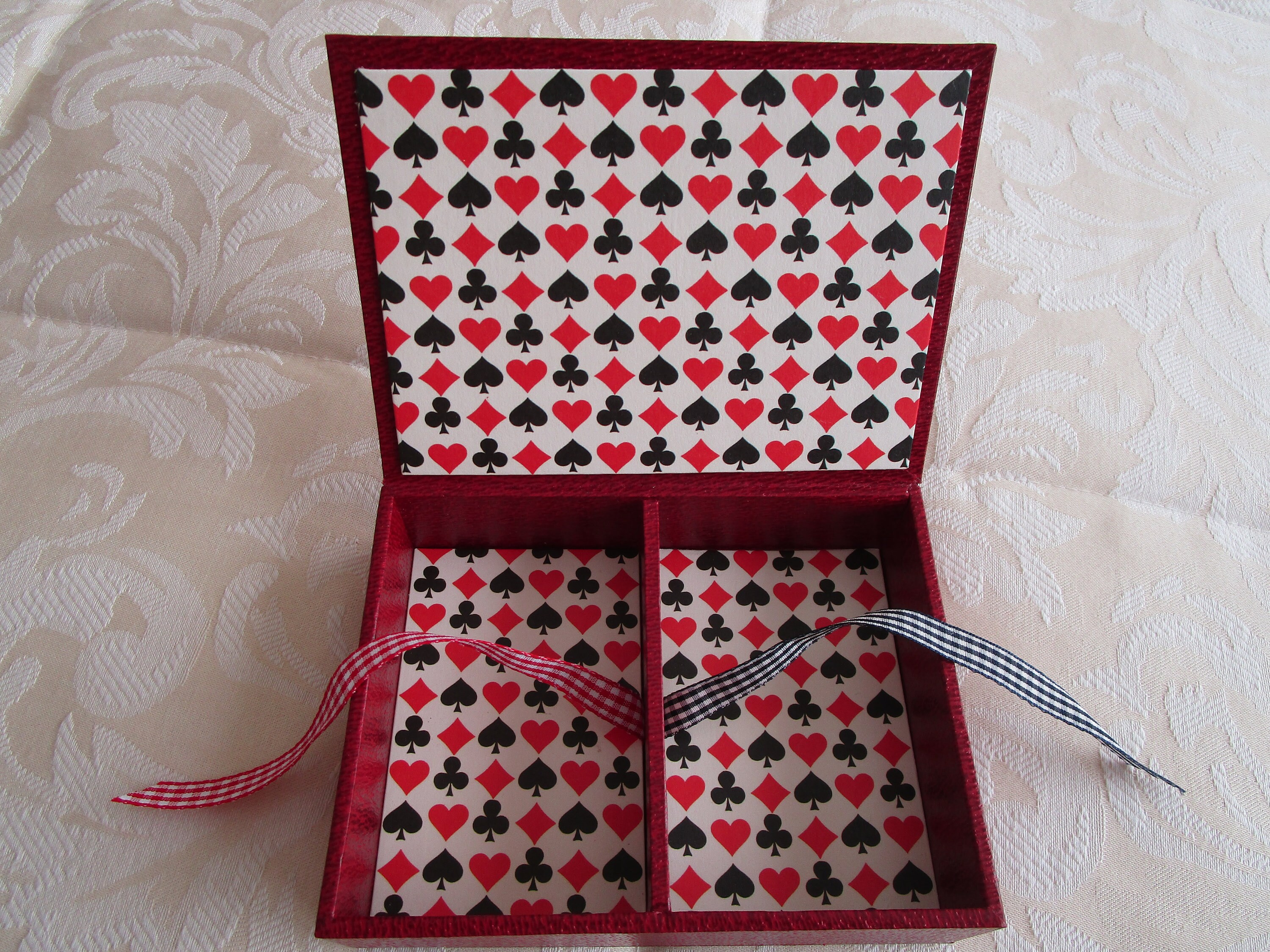 Bridge/playing Cards Box Carry Box 2 Compartments 1 Lid | Etsy