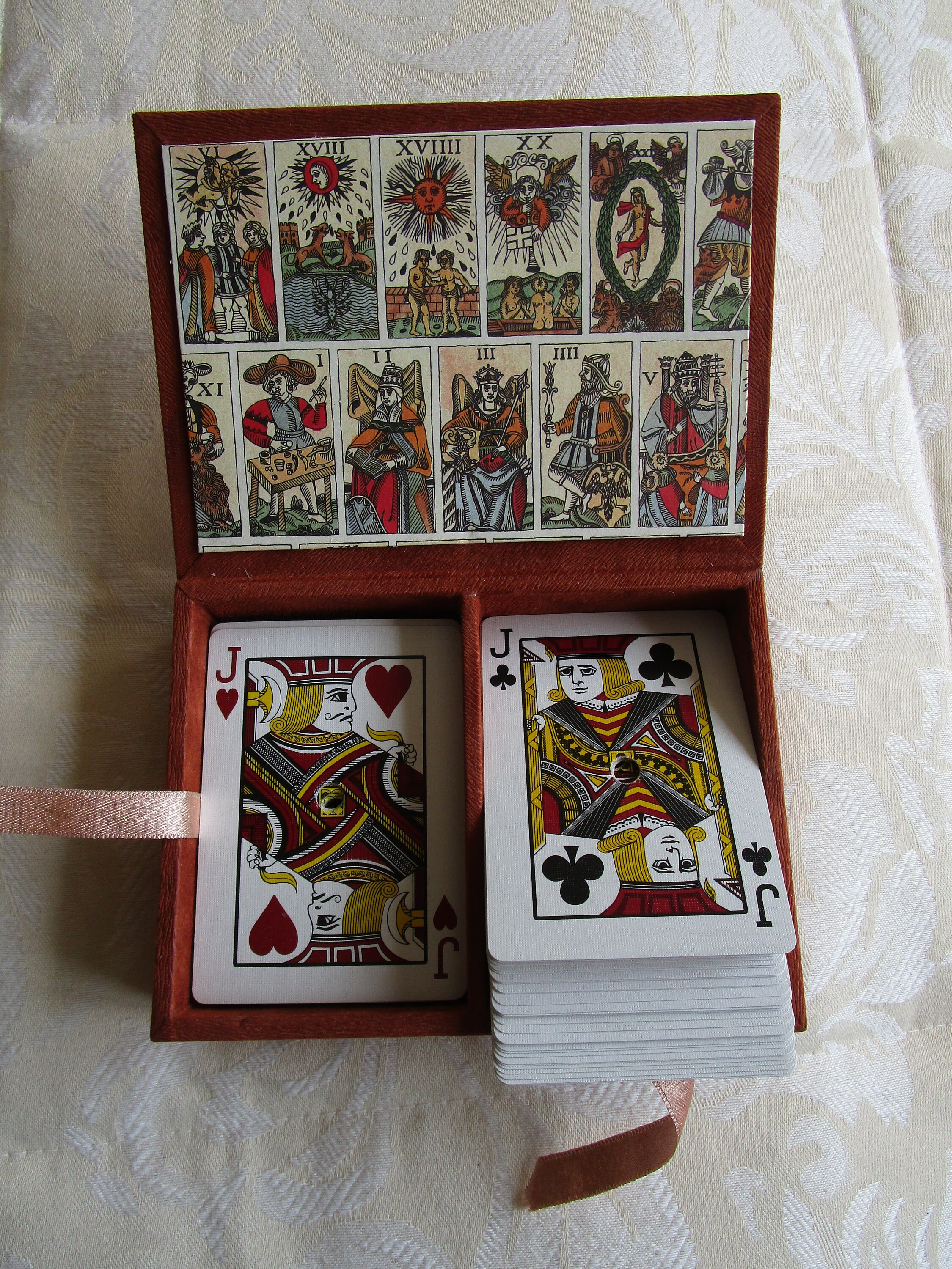 Bridge/playing Cards Box Carry Box 2 Compartments 1 Lid - Etsy
