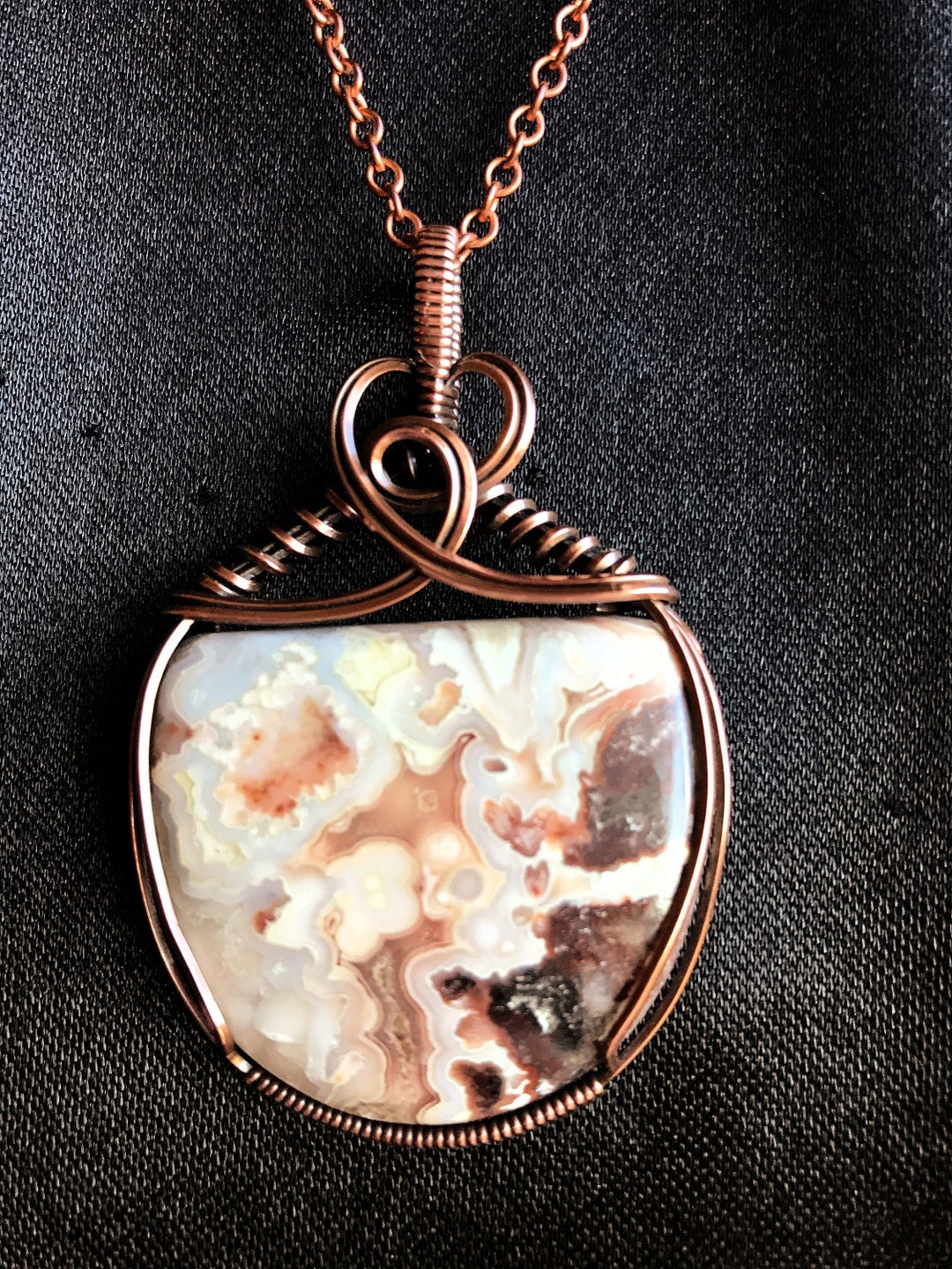 Crazy Lace Agate Pendant With Chain - Etsy