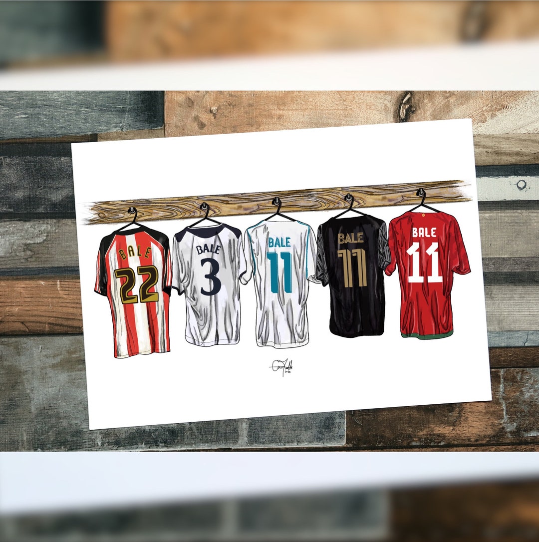 Gareth Bale Themed Career Dressing Room Kit Print Hand Illustrated ...