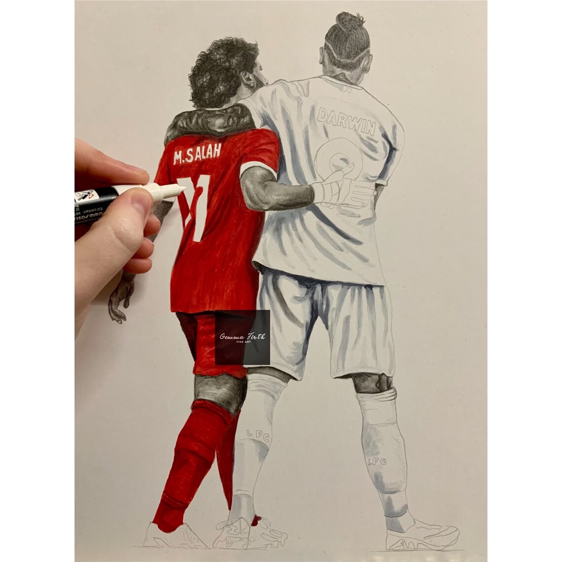 Drawing of Darwin Nunez and Mo Salah Inspired Print A4 Liverpool Themed ...