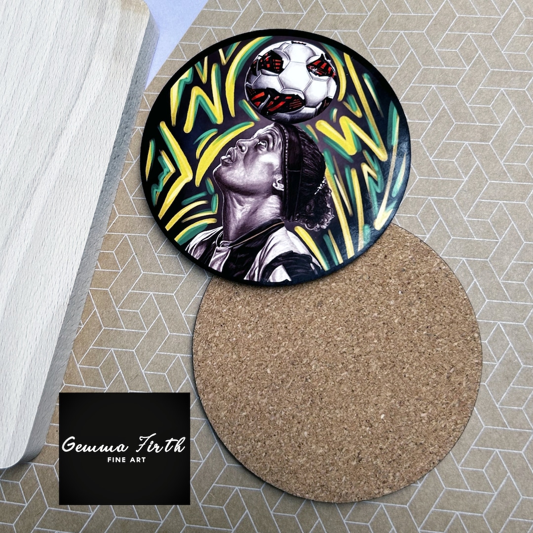 Ronaldinho Inspired Coaster Pencil Drawing Round Coaster Design ...