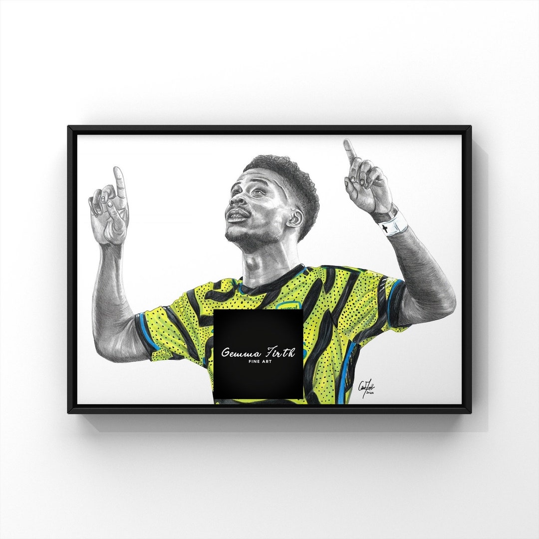 Drawing of Bukayo Saka A4 Print Original Artwork | Football Prints ...
