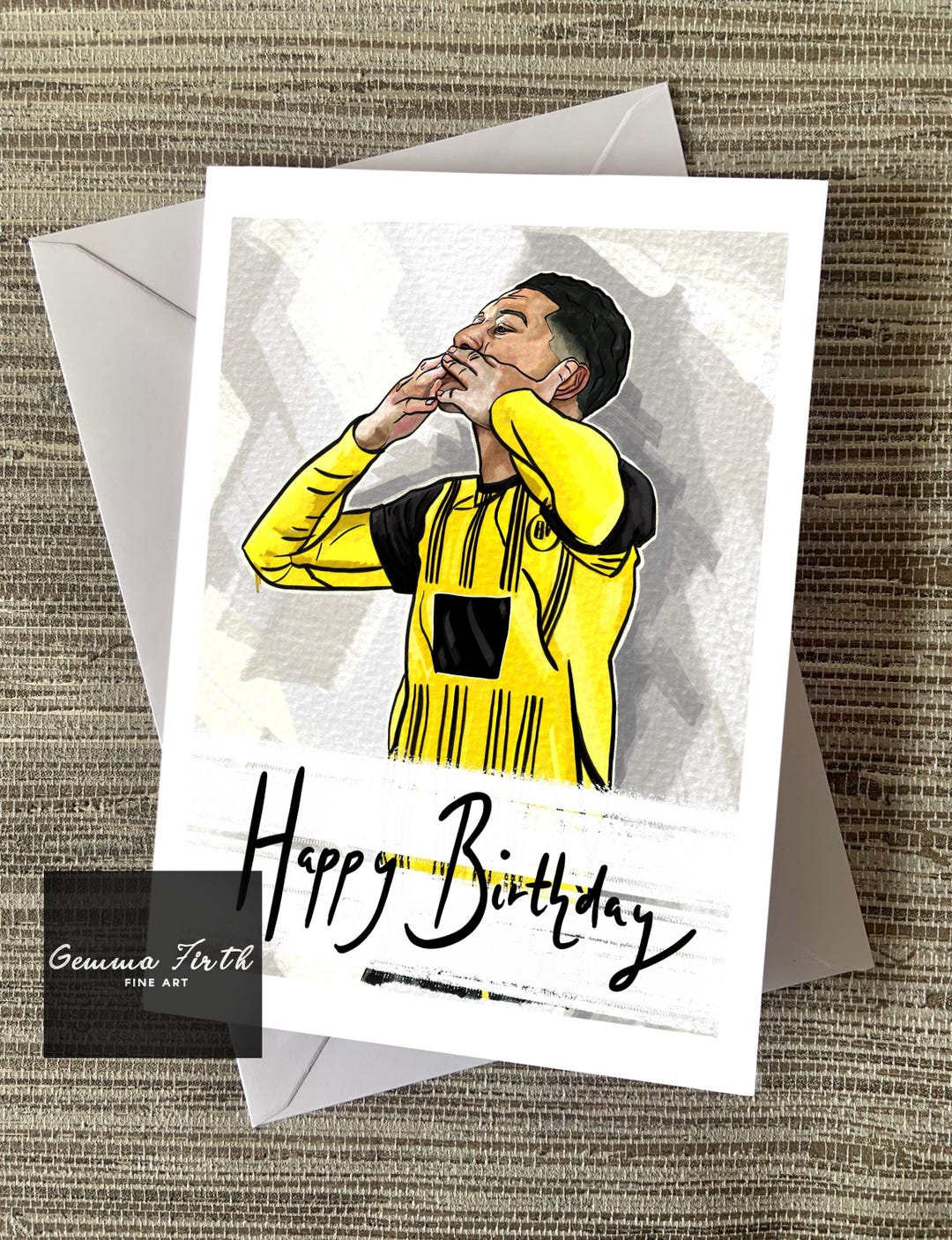 Jobe Bellingham Illustration Birthday Card A5 Size Handmade HAMMER CARD ...