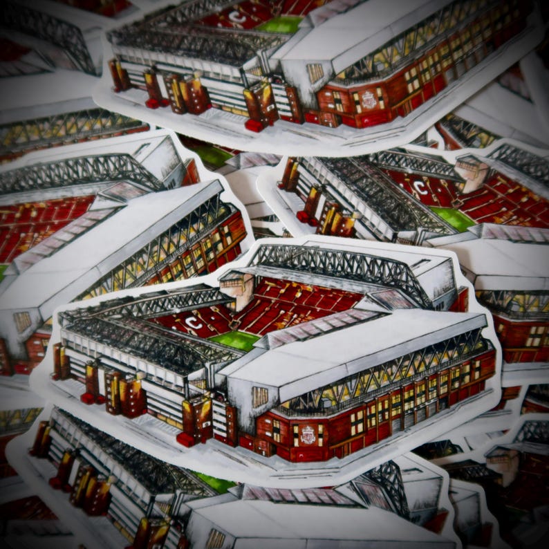 Anfield Stadium Illustration Dye Cut Sticker | Football Stadium Art ...