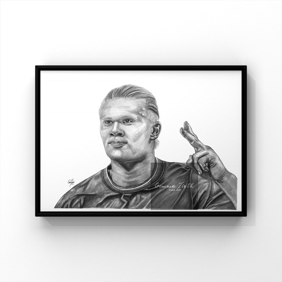 Erling Haaland A4 Print Pencil Drawing Original Artwork | Football ...