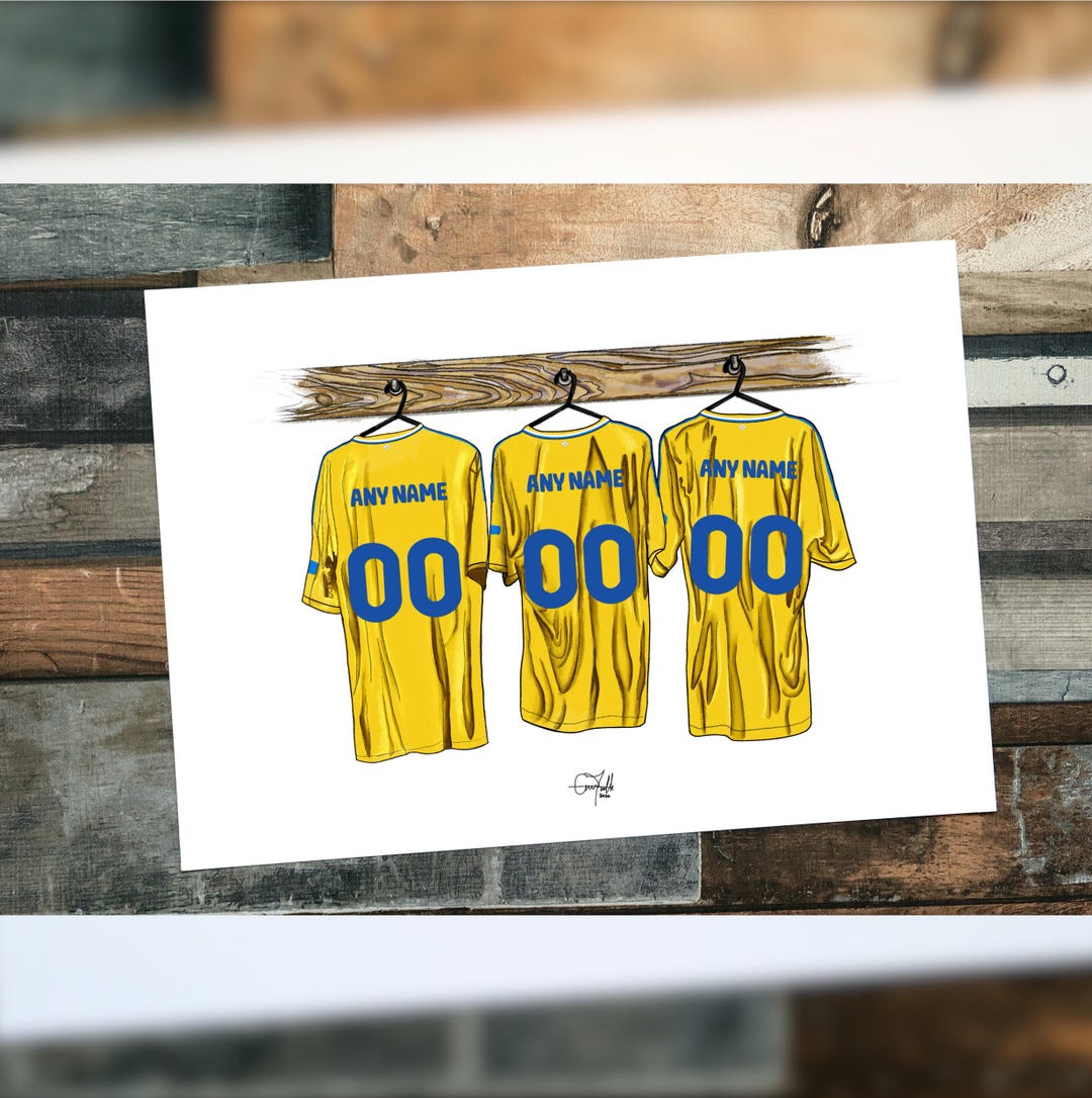 Personalised Football Print | Leeds Fan Gift | Leeds Football Drawing ...