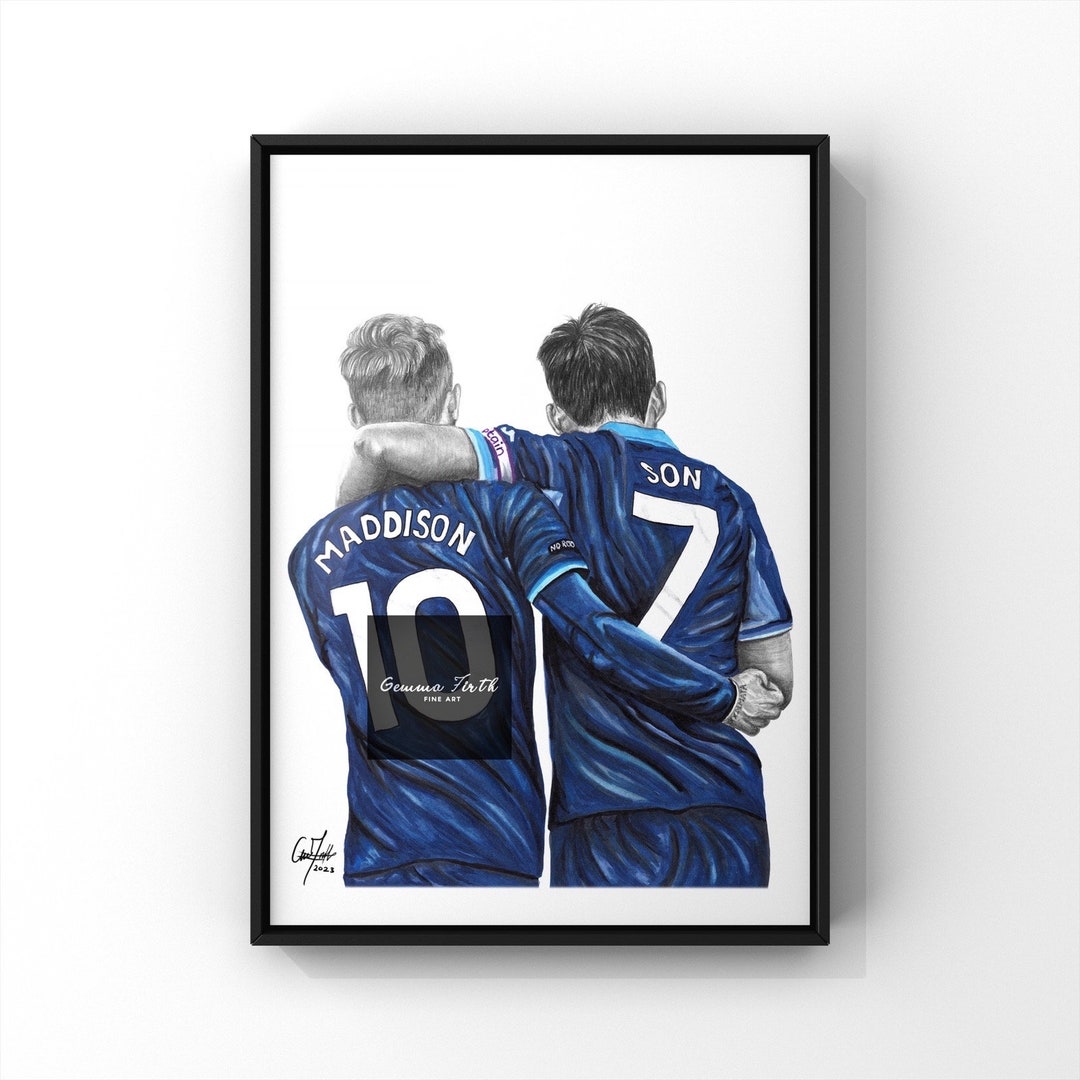 Drawing of James Maddison and Son Heung-min Inspired Drawing A4 Pencil ...