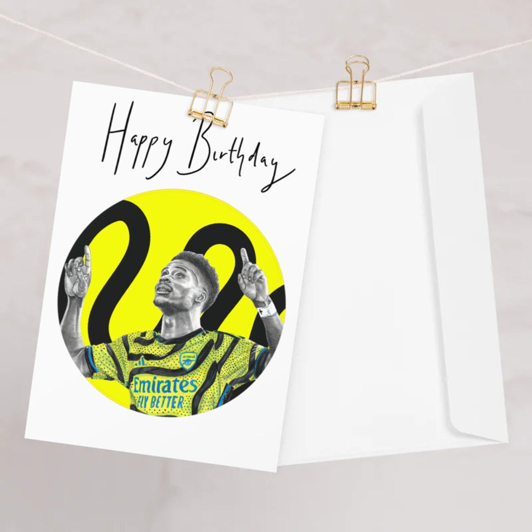 Bukayo Saka Pencil Drawing Birthday Card A5 Size Handmade HAMMER CARD ...