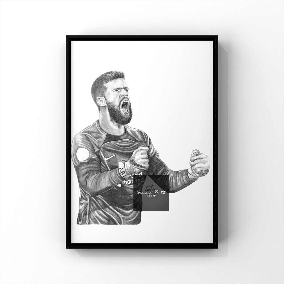 Alisson Becker Inspired Print A4 Size Original Artwork | Football ...