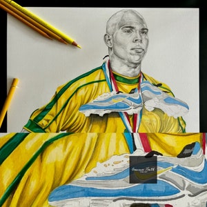 Pencil Drawing of Brazil Ronaldo R9 Inspired Pencil Drawing Print A4 A5 ...
