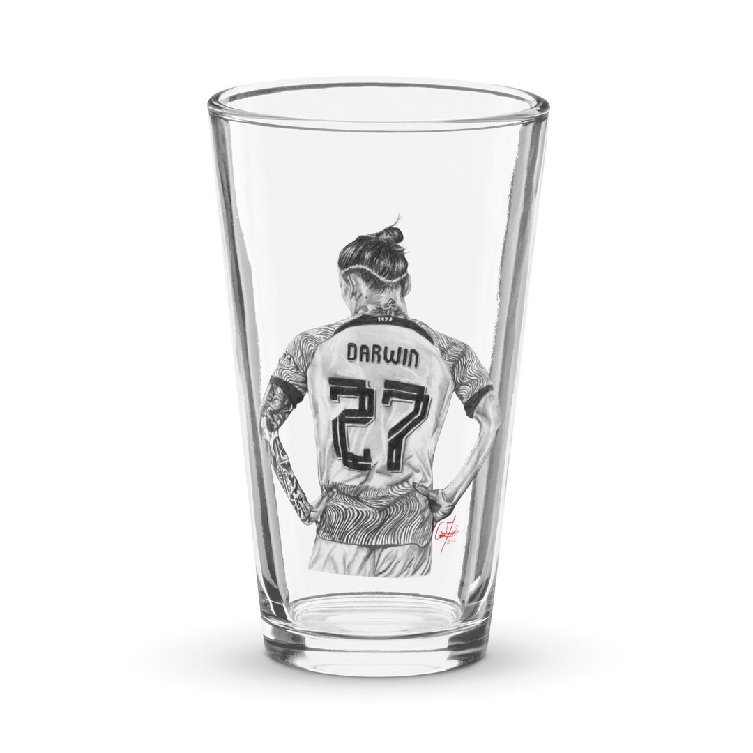Darwin Nunez Pencil Drawing Shaker Pint Glass Original Artwork - Etsy