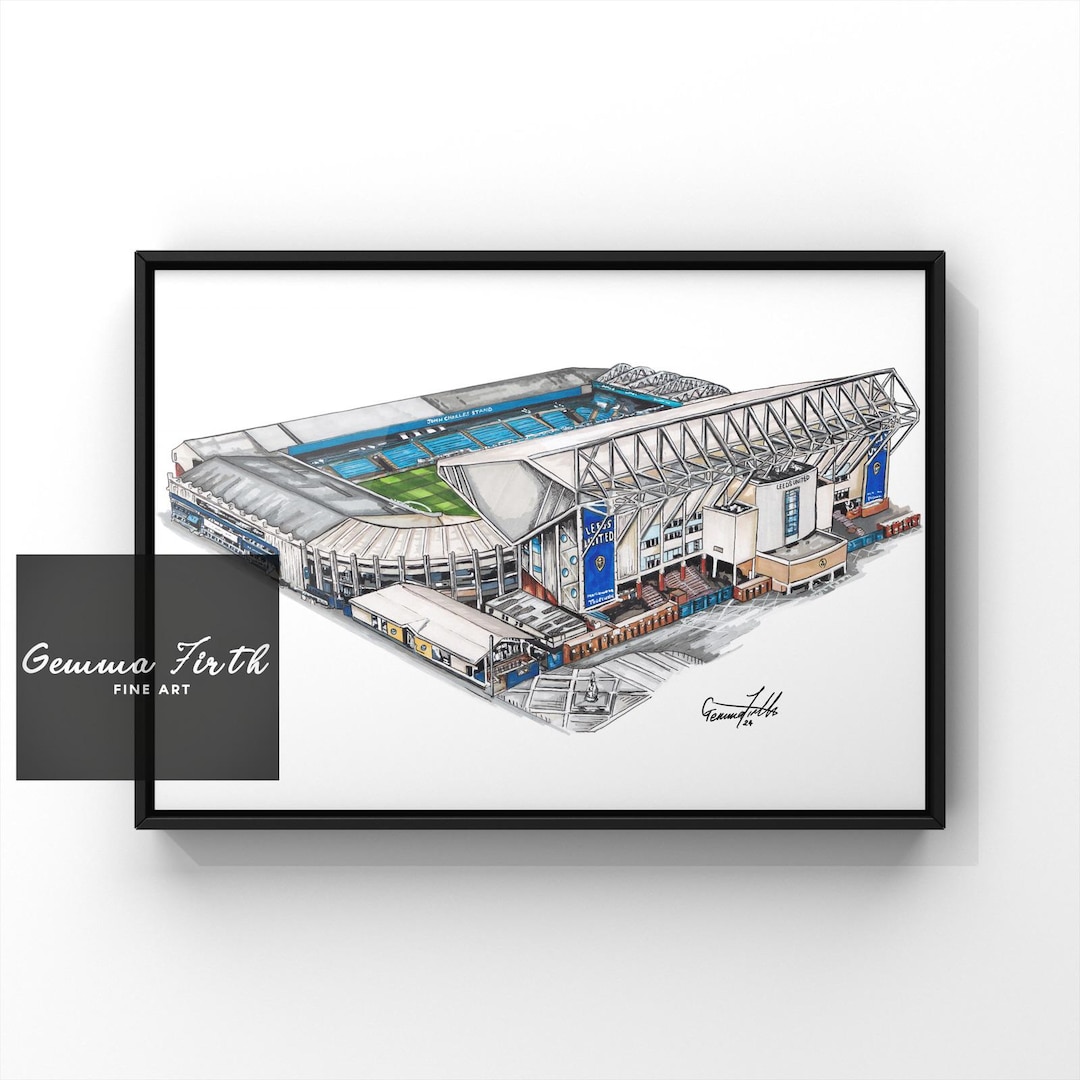 Elland Road Themed Drawing Football Prints Birthday Gift Football Decor ...