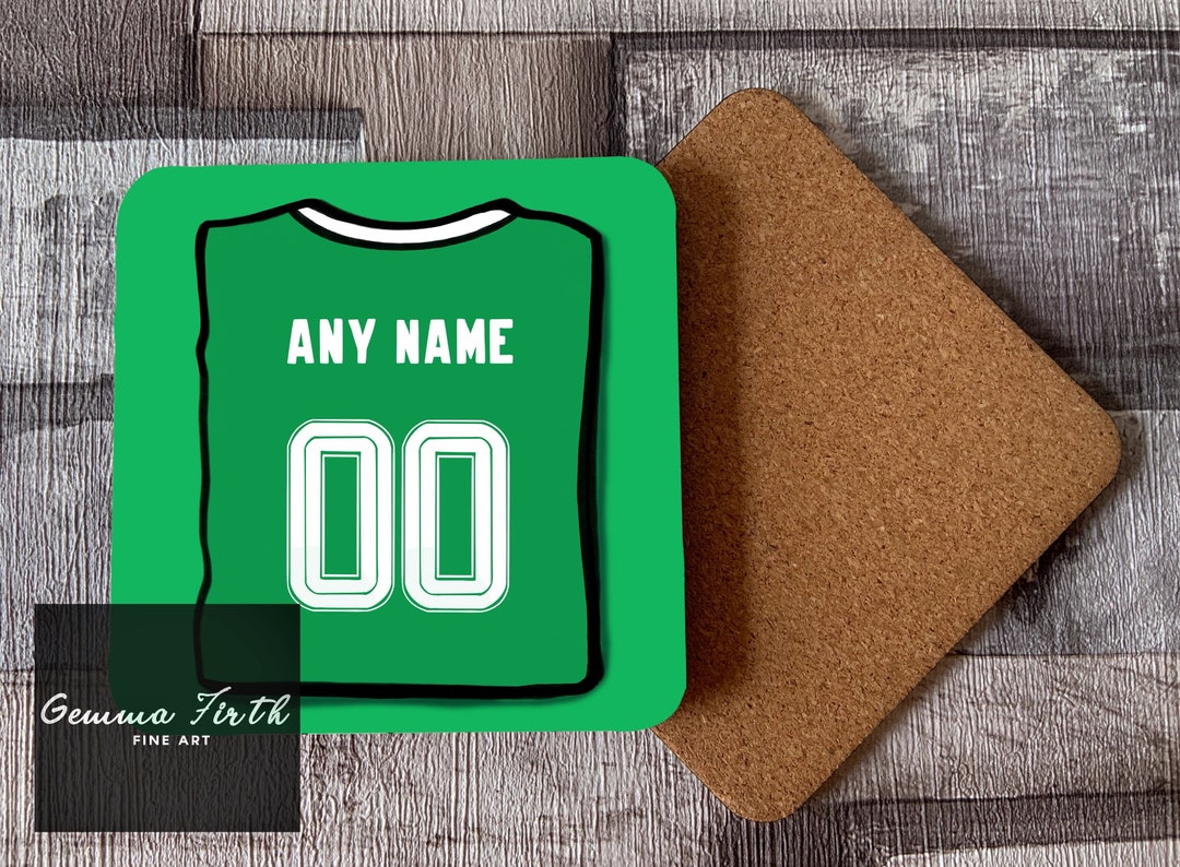 Personalised Hibernian Themed Coaster Customisable Original Hand Drawn ...