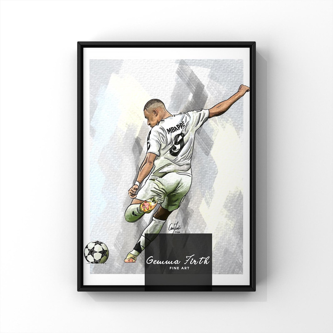 Drawing of Mbappe Inspired Illustration Print Original Artwork ...