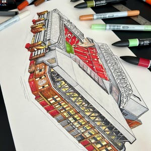 Drawing of Anfield Stadium Liverpool Themed Drawing | Football Prints ...