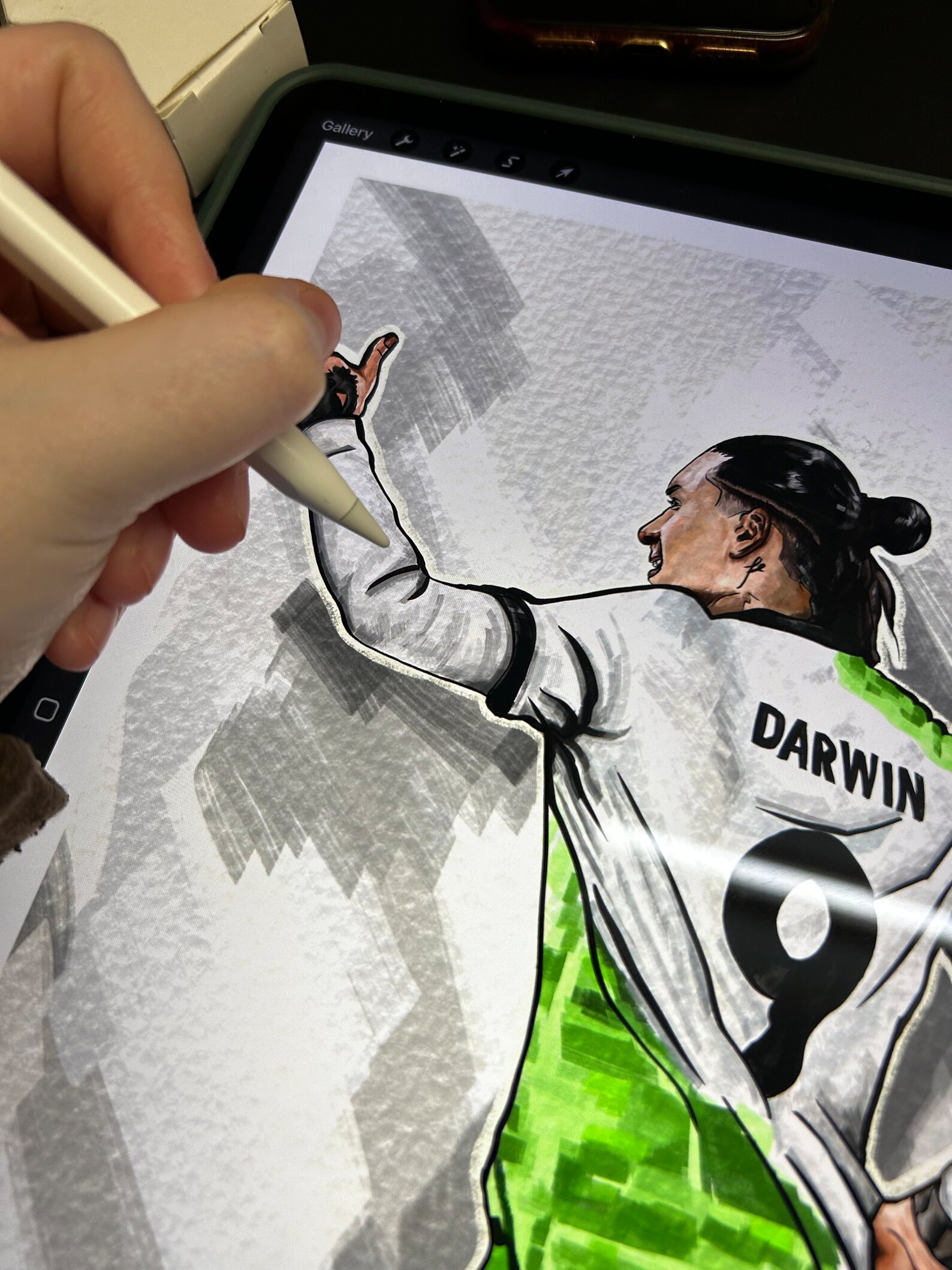 Drawing of Darwin Nunez Inspired Drawing Print A4 Original Artwork ...