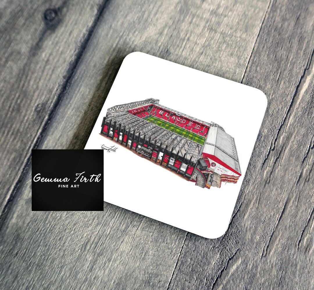 Bramall Lane Inspired Drawing Coaster Handmade Hand Drawn Design ...