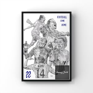 Women’s Footballer Football Print A4 Collage Pencil Drawing Original ...