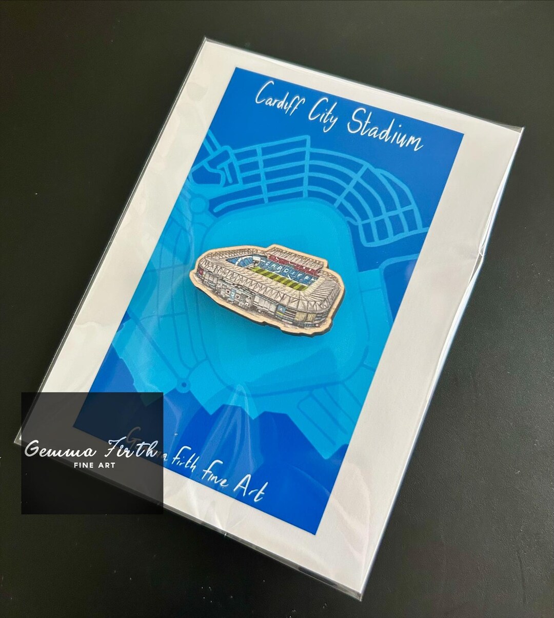Cardiff Stadium Inspired Wooden Pin Badge | Football Stadium Art ...