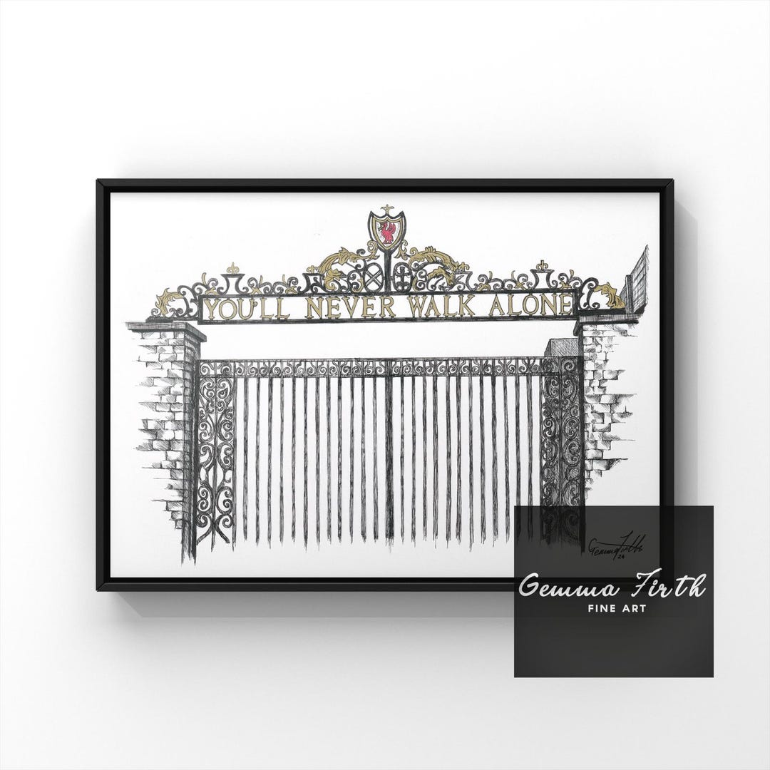 Drawing of the Shankly Gates Liverpool Themed Drawing | Football Prints ...