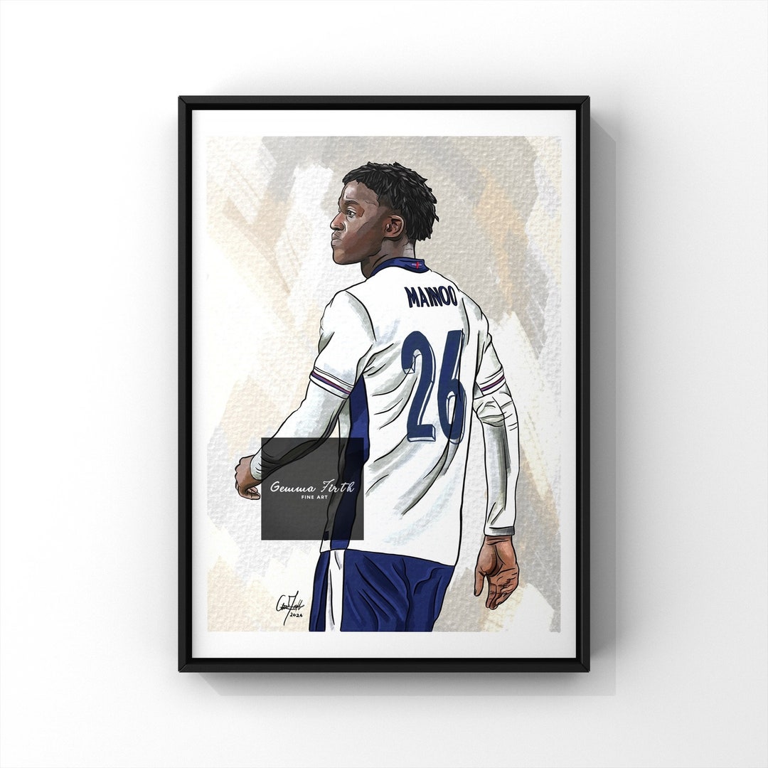 Drawing of Kobbie Mainoo Inspired Drawing Print A4 A5 A3 | Football ...