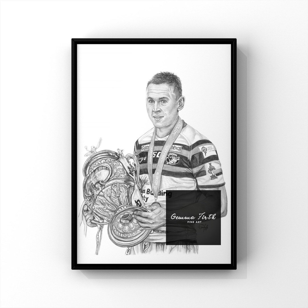 Kevin Sinfield A4 Print Pencil Drawing Original Artwork | Rugby Prints ...