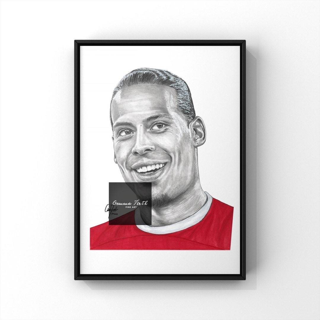 Virgil Van Dijk Drawing Print A4 Original Artwork | Football Prints ...