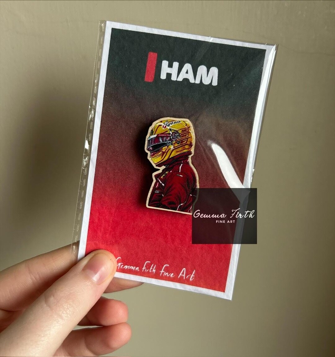 Lewis Hamilton Drawing Inspired Wooden Pin Badge | Colour Pencil ...