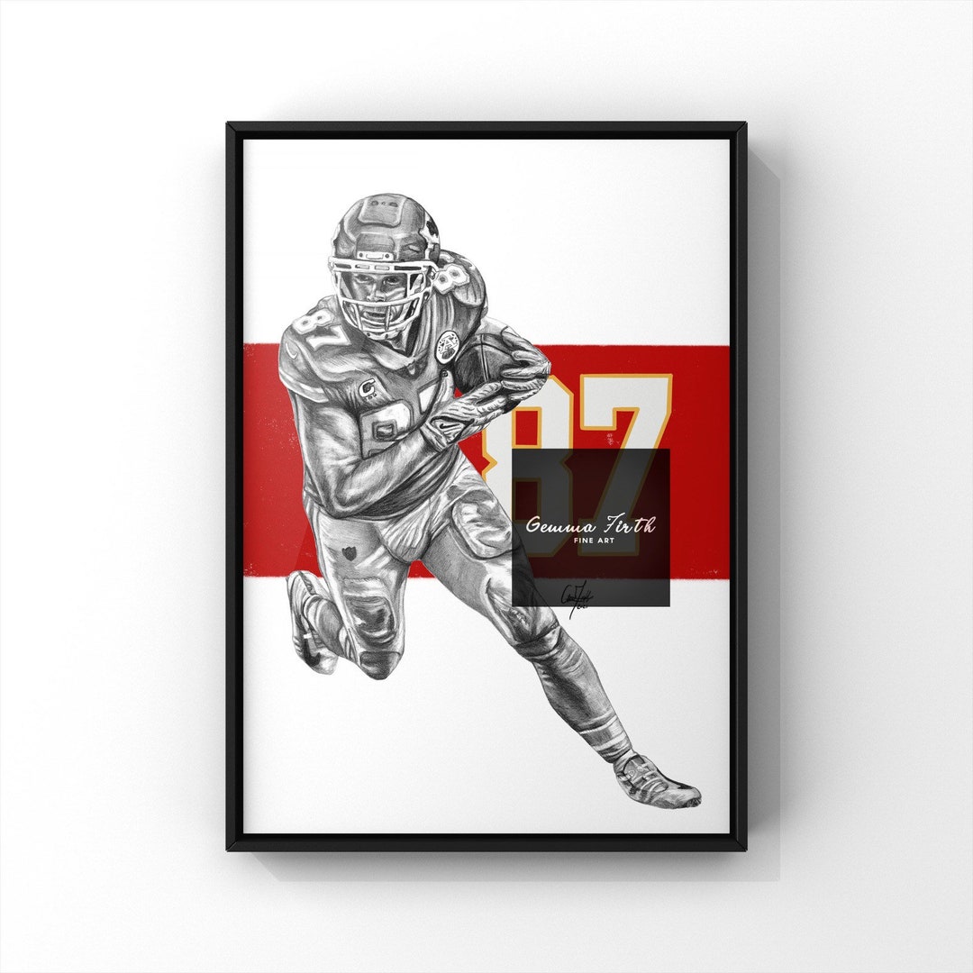 Travis Kelce Drawing Print A4 Original Artwork American Football ...