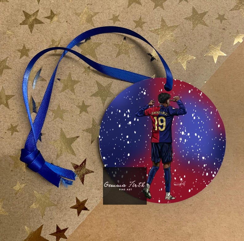 Lamine Yamal and Raphinha Drawing Inspired Christmas Decorations ...
