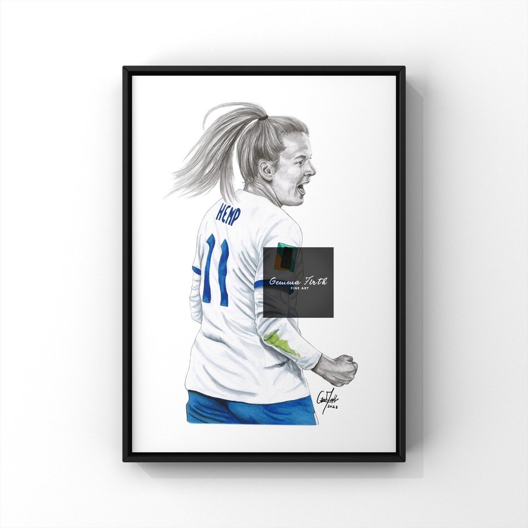 Lauren Hemp Print Pencil Drawing Original Artwork Footballer Drawing ...
