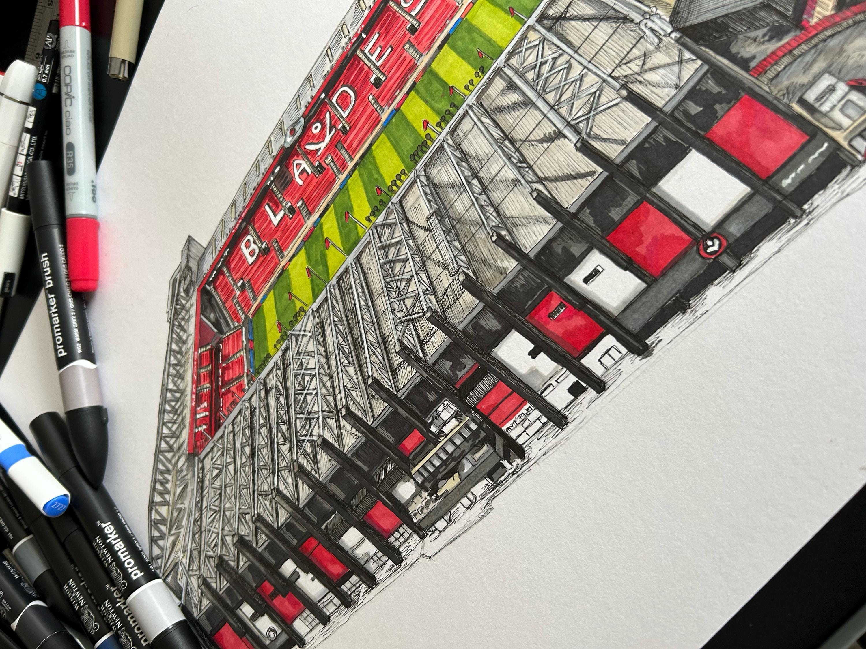 Drawing of Bramall Lane Themed Drawing | Football Prints | Birthday ...