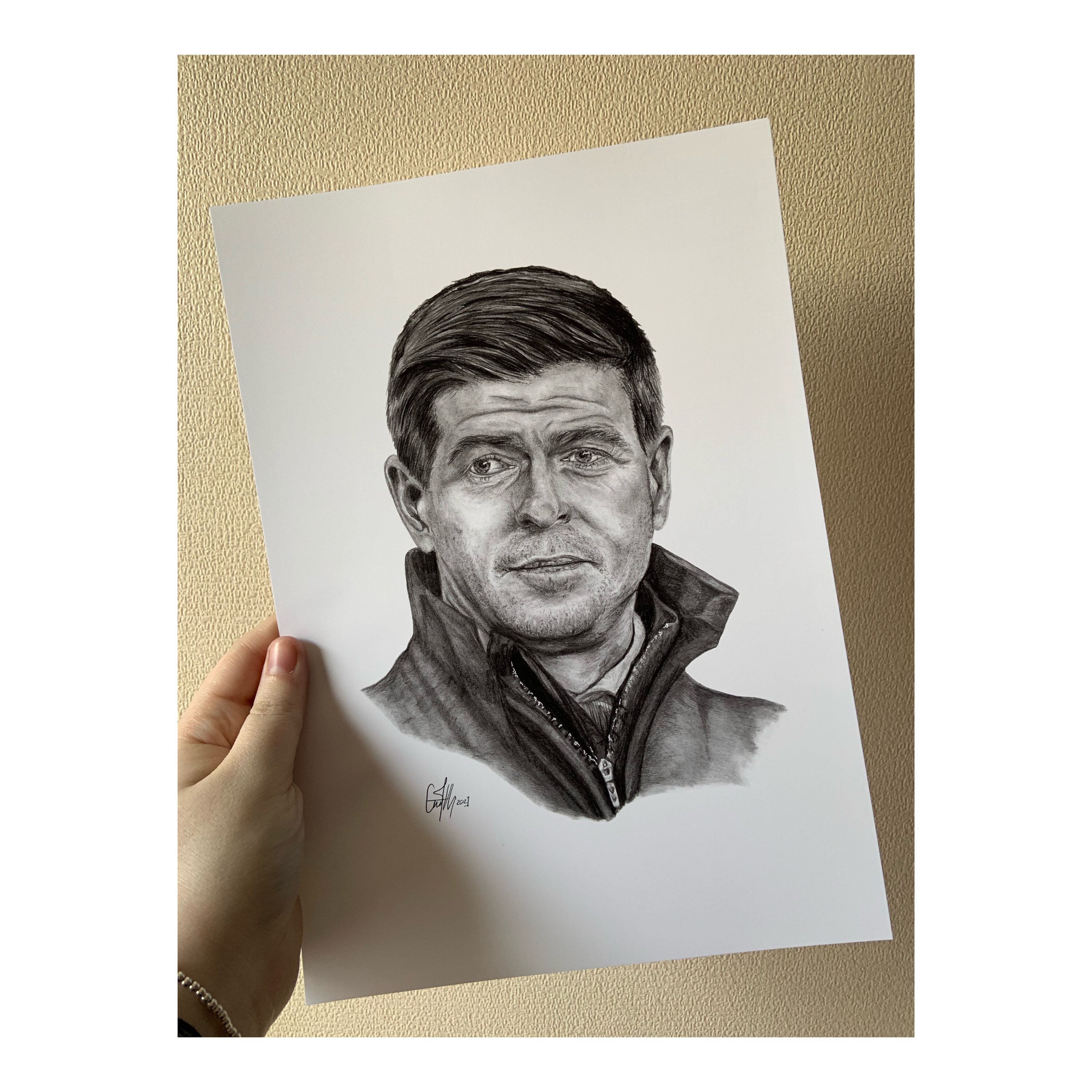 Steven Gerrard Manager Drawing A4 Free Post | Football Prints ...