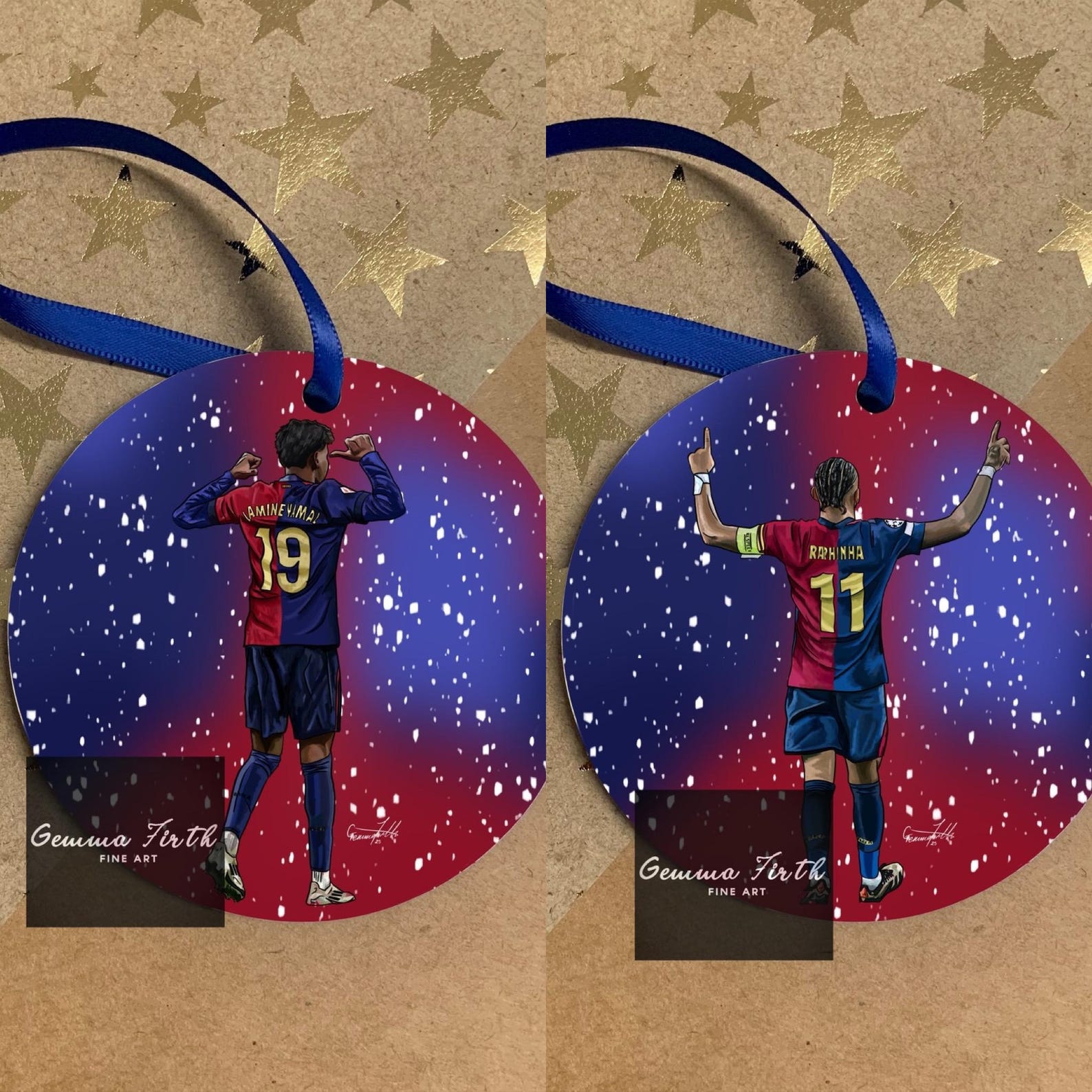 Lamine Yamal and Raphinha Drawing Inspired Christmas Decorations ...
