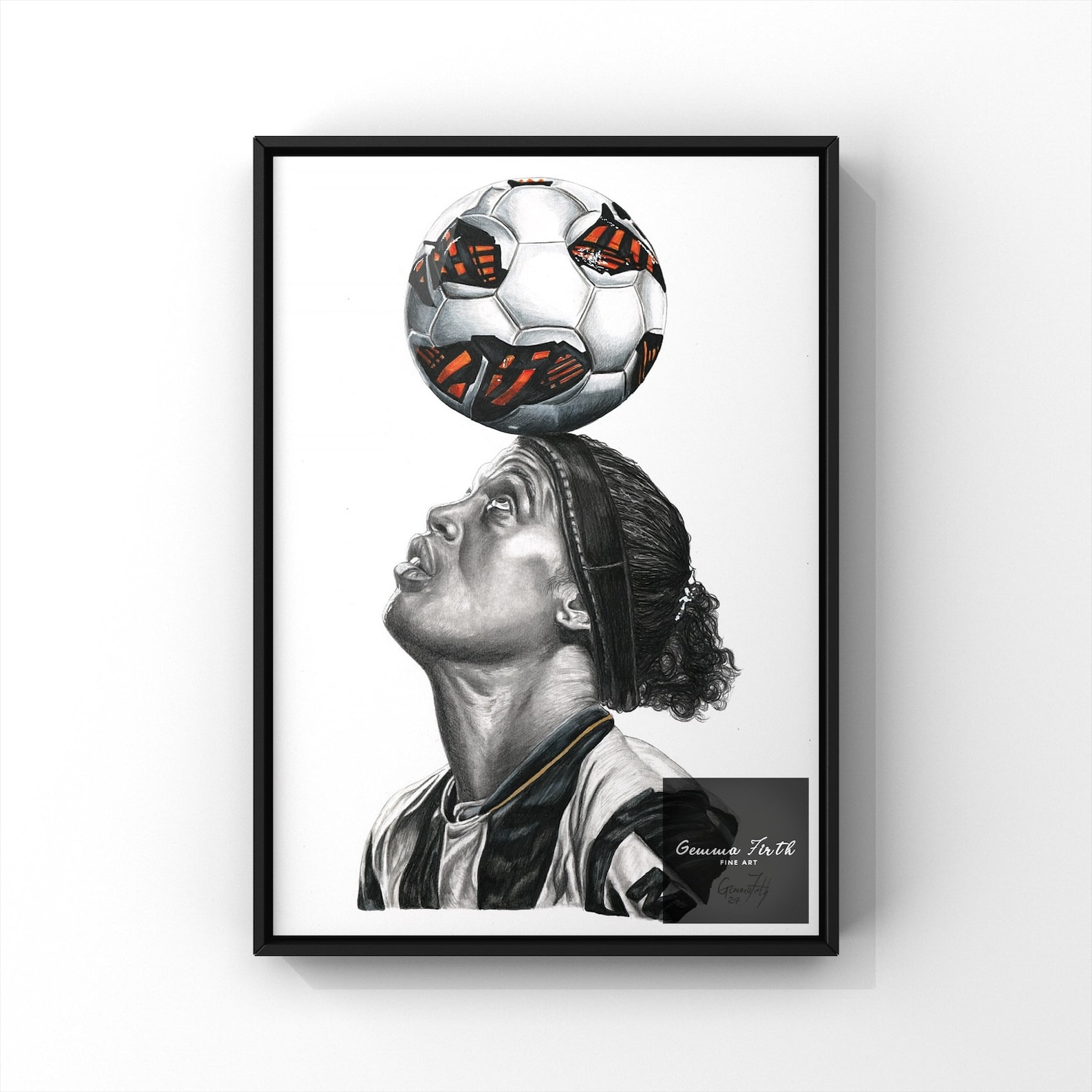 Brazil Ronaldinho Inspired Pencil Drawing Print A4 A5 A3 Pencil ...