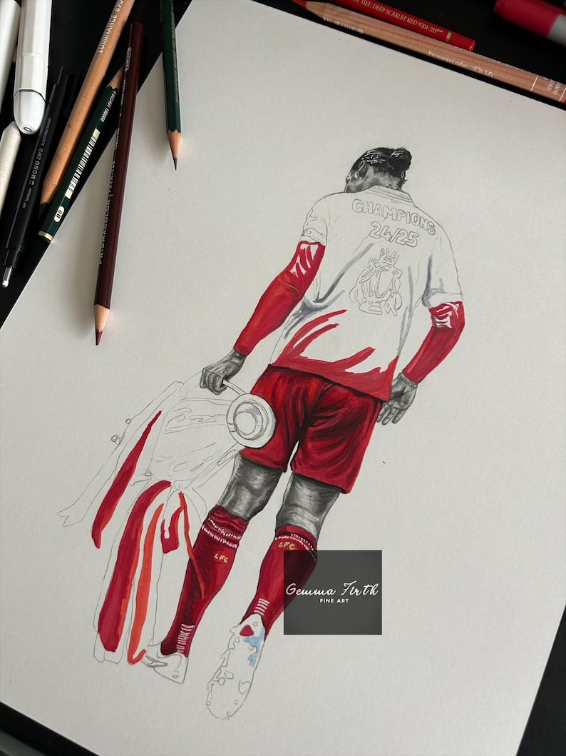 Virgil Van Dijk Inspired Pencil Drawing A4 A5 A3 Drawing Liverpool ...