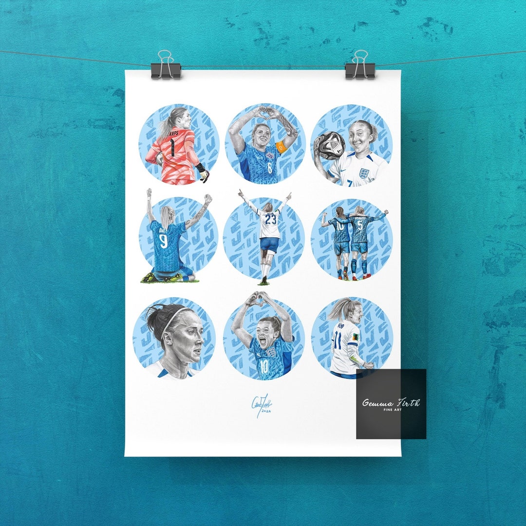 Limited Edition Lionesses Inspired Football Drawings Print A3 Collage ...