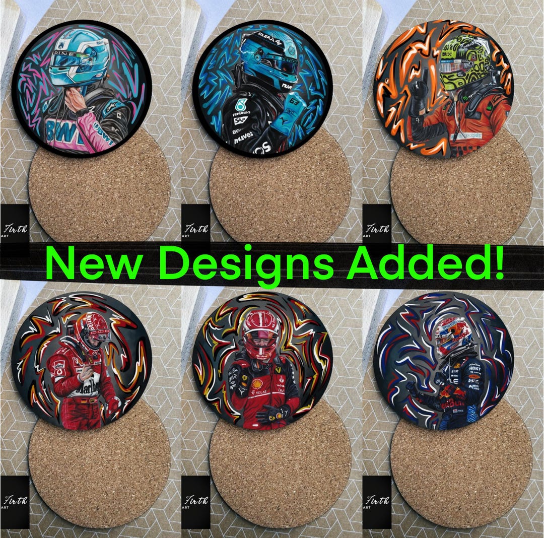 Formula One Car Drivers Coasters Hand Drawn Designs | Driver Coasters ...