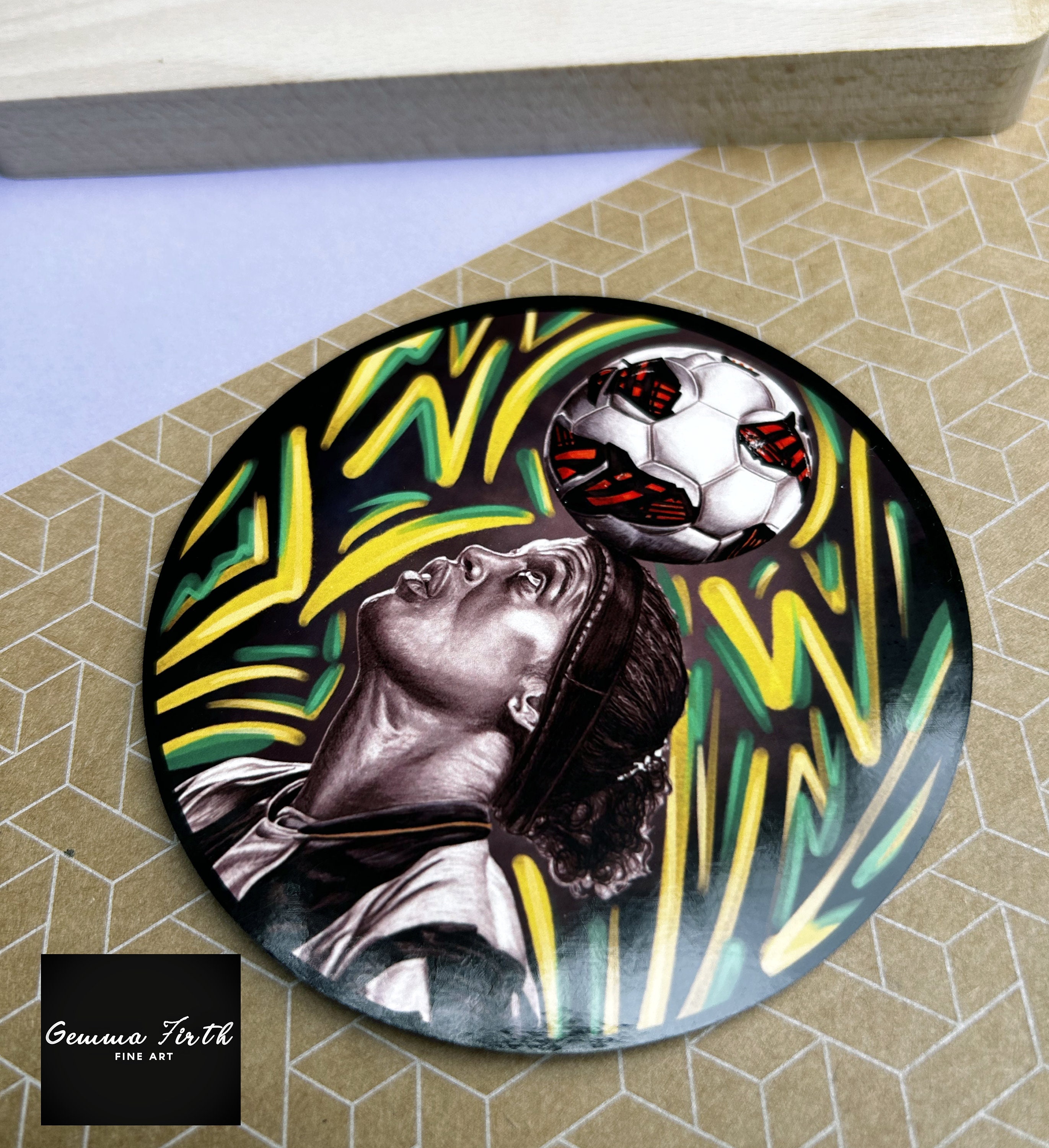 Ronaldinho Inspired Coaster Pencil Drawing Round Coaster Design ...