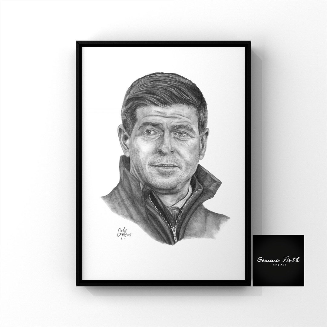 Steven Gerrard Manager Drawing A4 Free Post | Football Prints ...