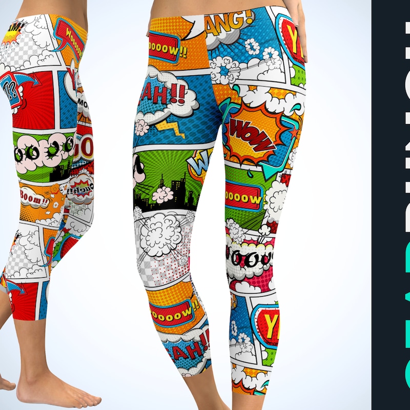 Cartoon Comic Leggings - Etsy
