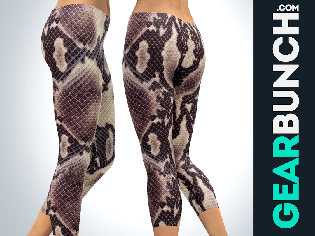 Snake Skin Print High Waisted Capri Leggings | Plus Size Yoga Workout ...