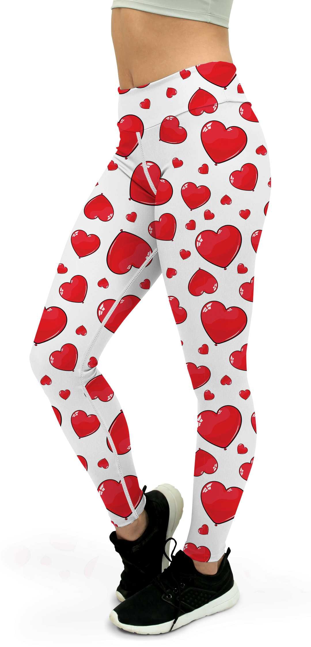 Red Heart Shaped Balloons Yoga Pants - Etsy