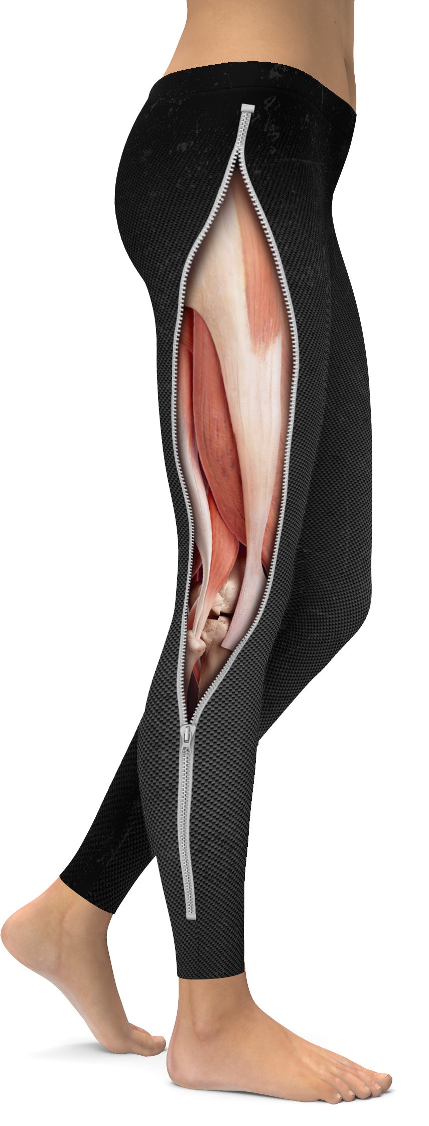 Gothic Clothing, Realistic Muscles With Zipper Leggings for Women ...
